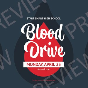 Blood Drive Social Media Artwork | PTO | PTA | School Event | Editable ...