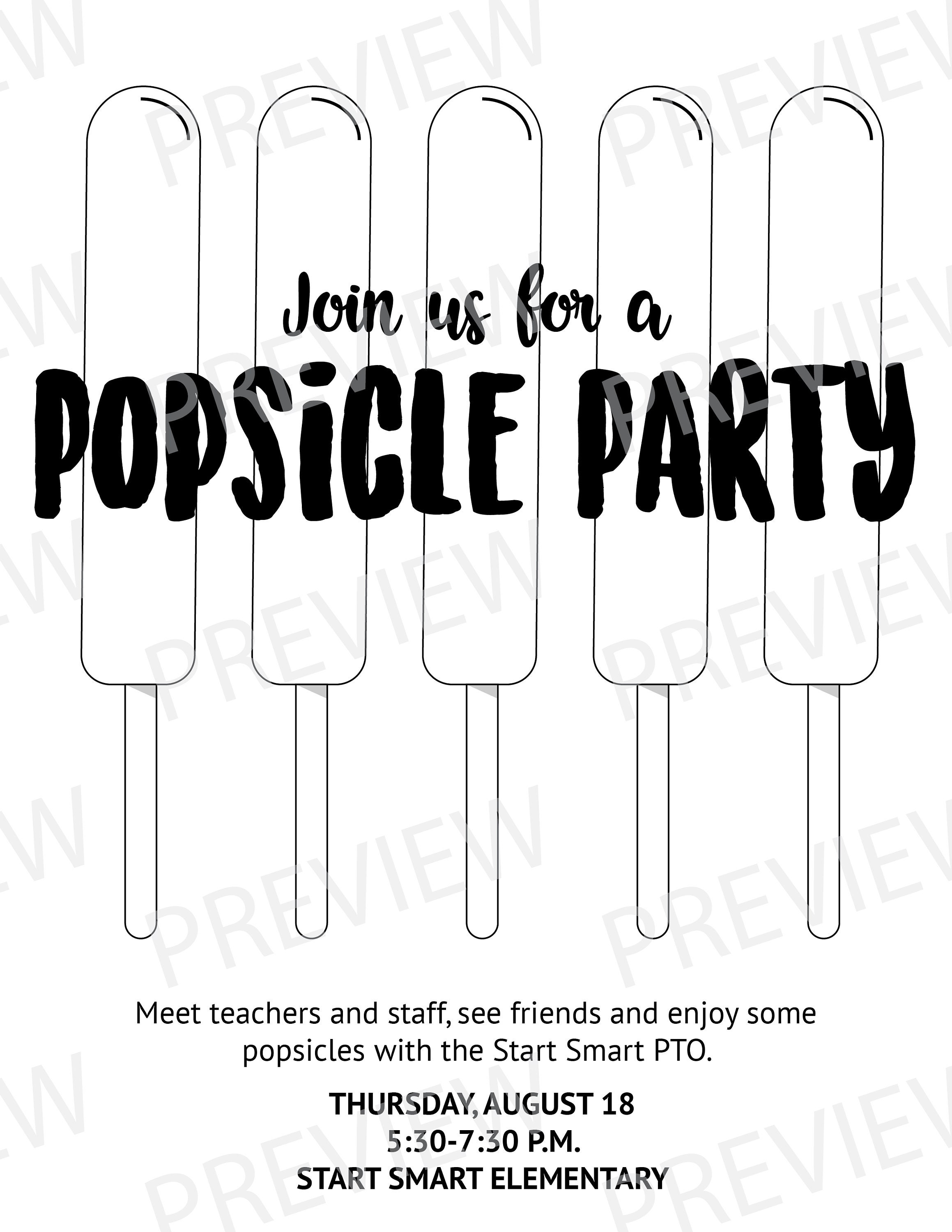 Popsicle Party Event Flyers | PTO | PTA | School Event | Editable PDF ...