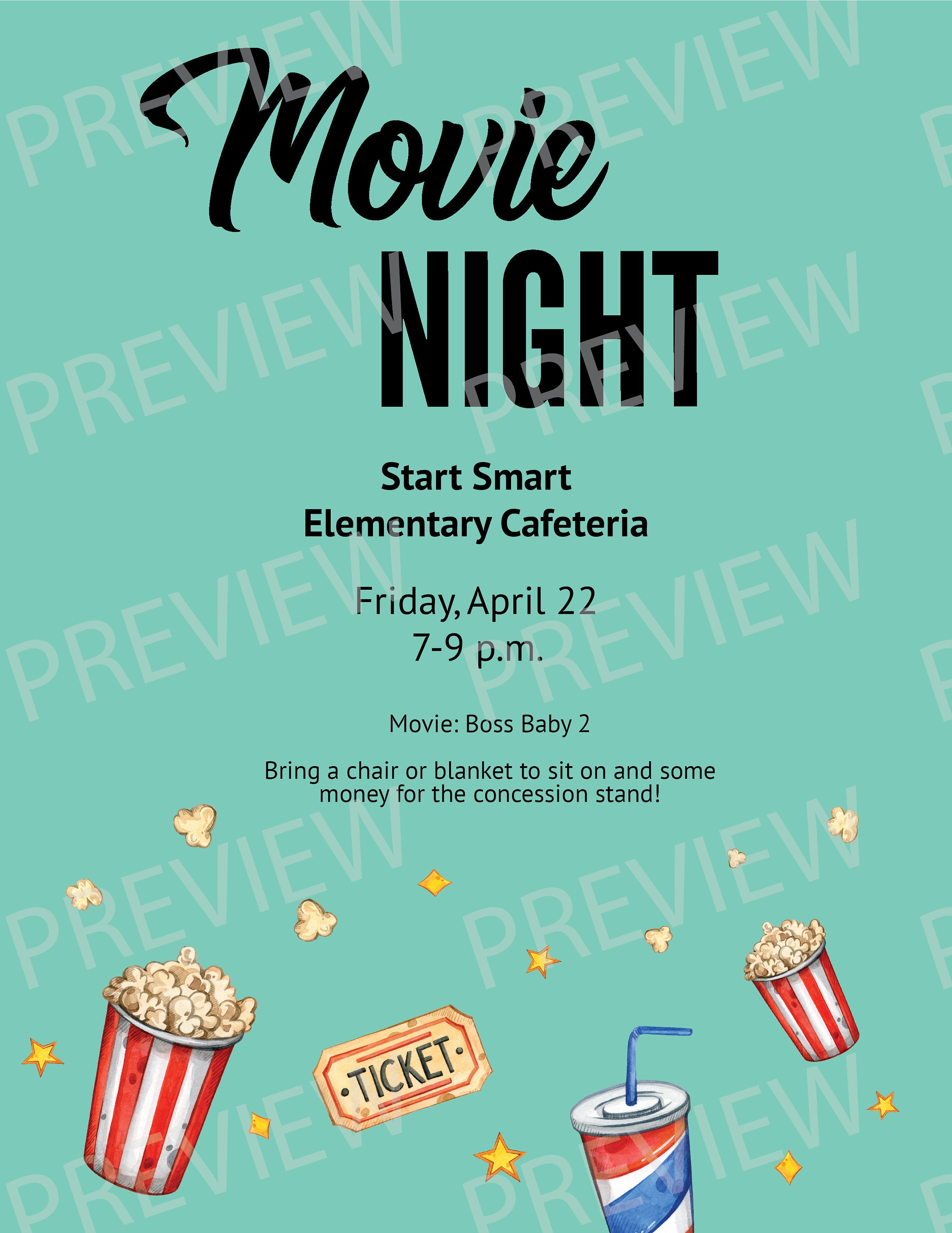 Movie Night Event Flyers | PTO | PTA | School Event | Editable PDF ...