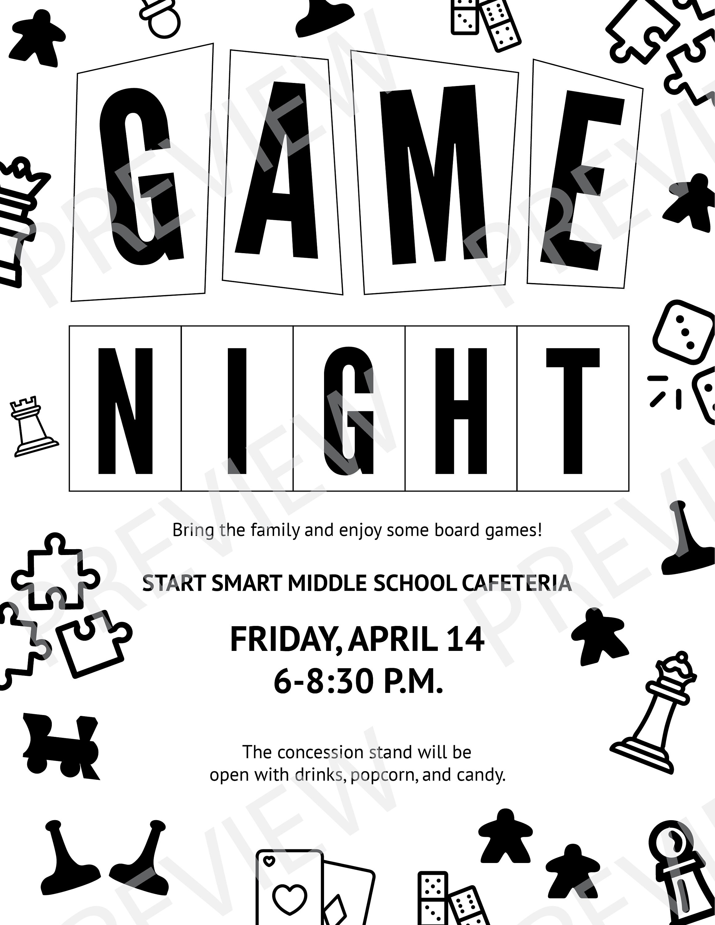 Game Night Event Flyers | PTO | PTA | School Event | Editable PDF ...