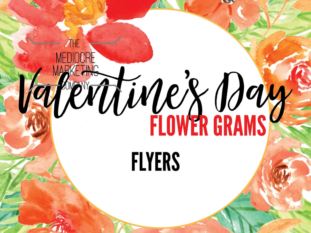 Valentine's Day Flower Grams Event Flyers | PTO | PTA | School Event ...