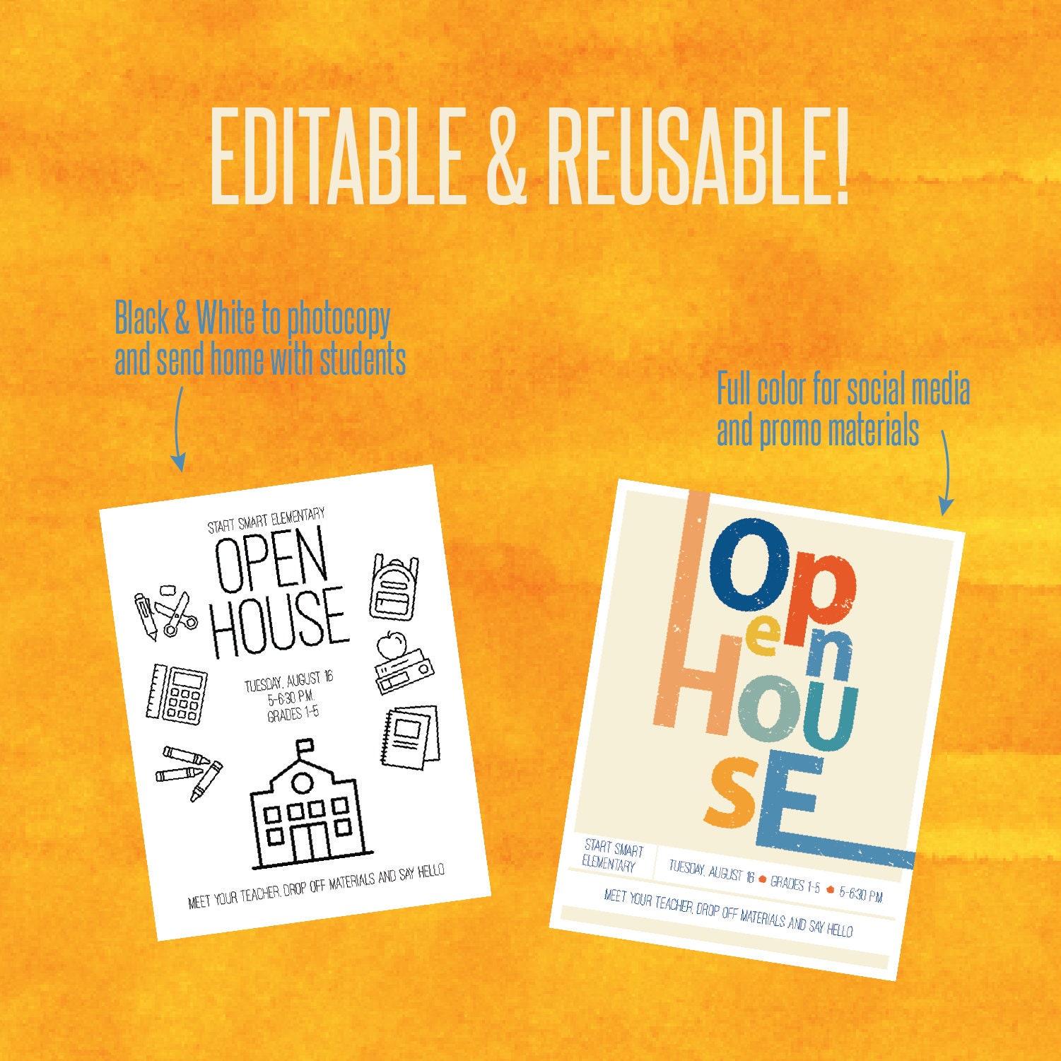 Open House Event Flyers | PTO | PTA | School Event | Editable PDF ...