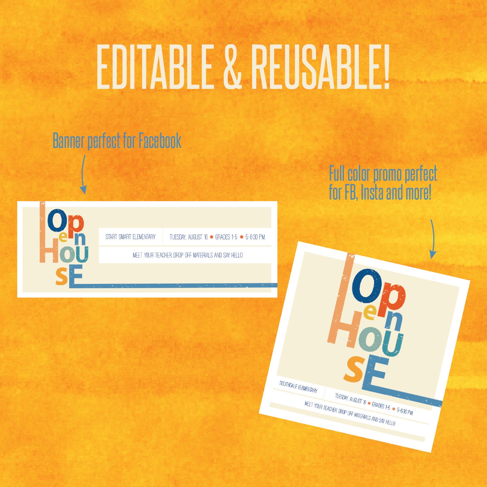 Open House Social Media Artwork | PTO | PTA | School Event | Editable ...