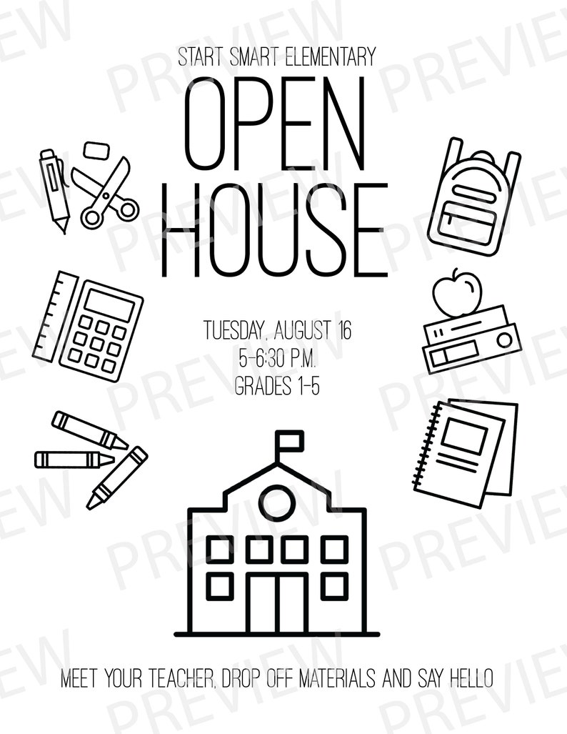 Open House Event Flyers | PTO | PTA | School Event | Editable PDF ...