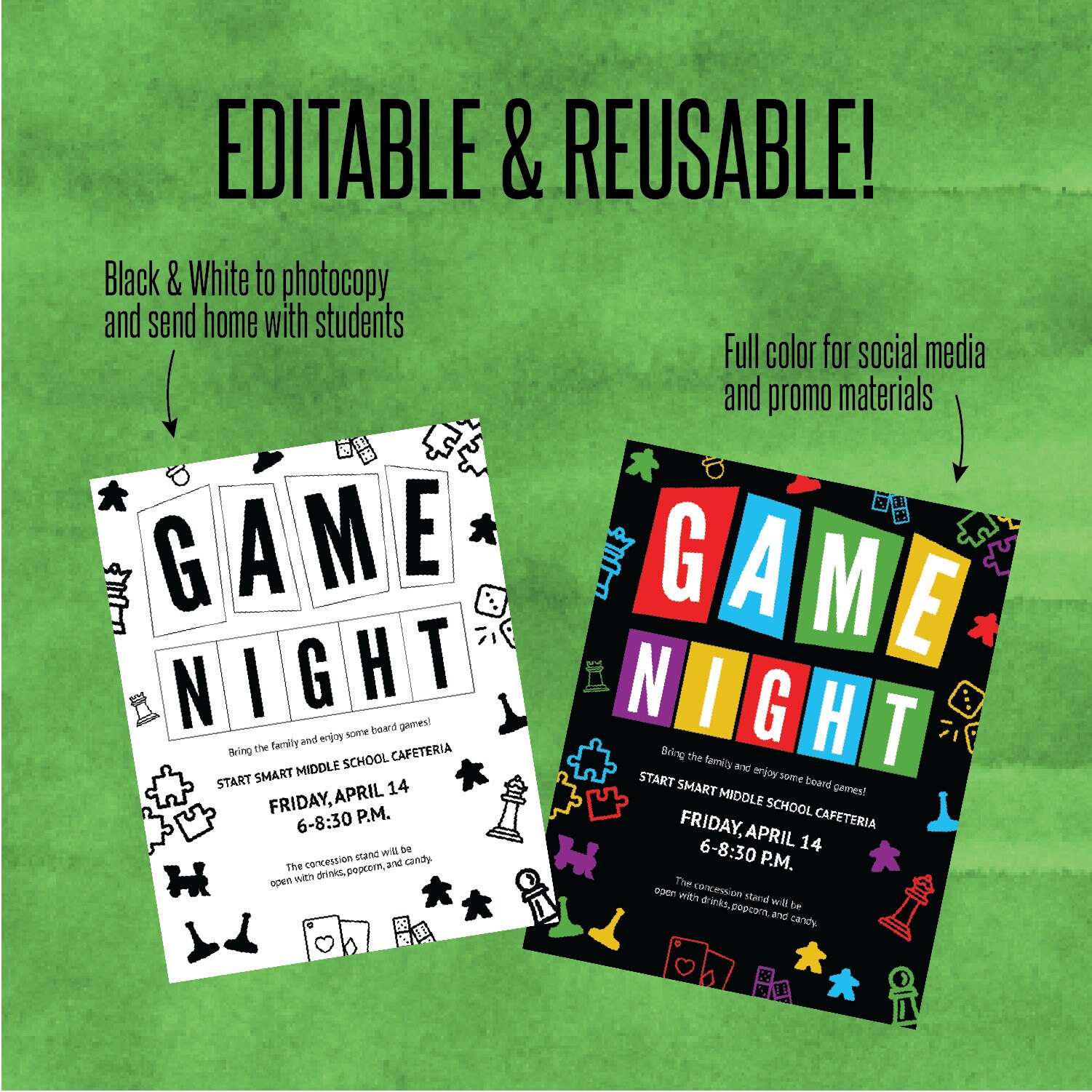 Game Night Event Flyers | PTO | PTA | School Event | Editable PDF ...