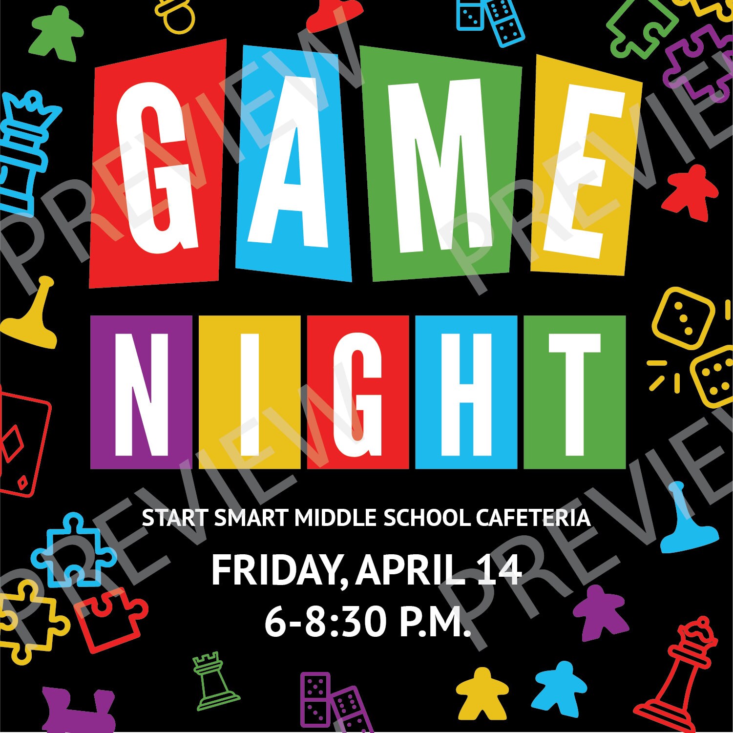 Game Night Social Media Artwork | PTO | PTA | School Event | Editable ...