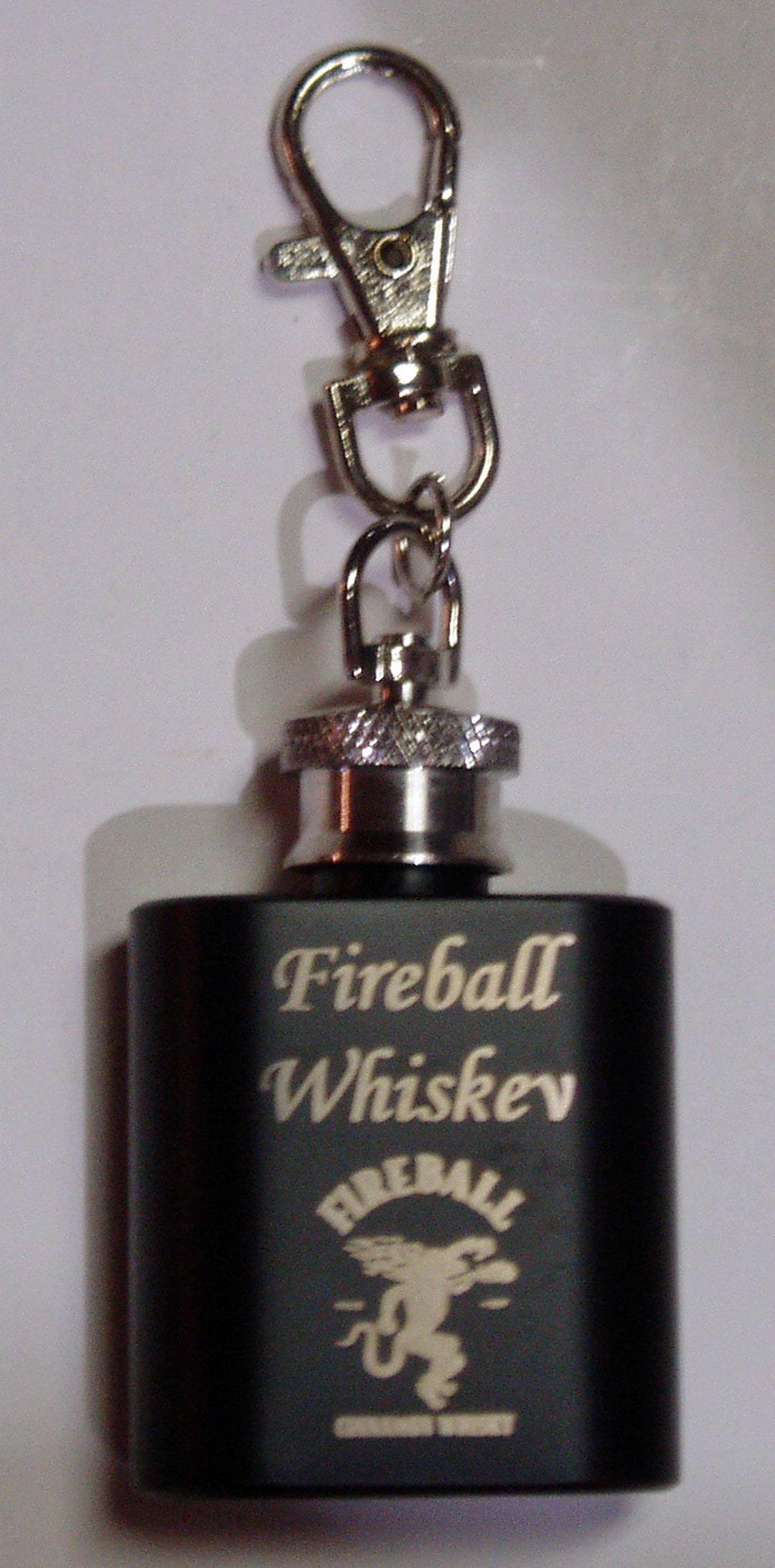 Fireball Whiskey 1 Oz Black Stainless Steel Flask Keychain - Etsy