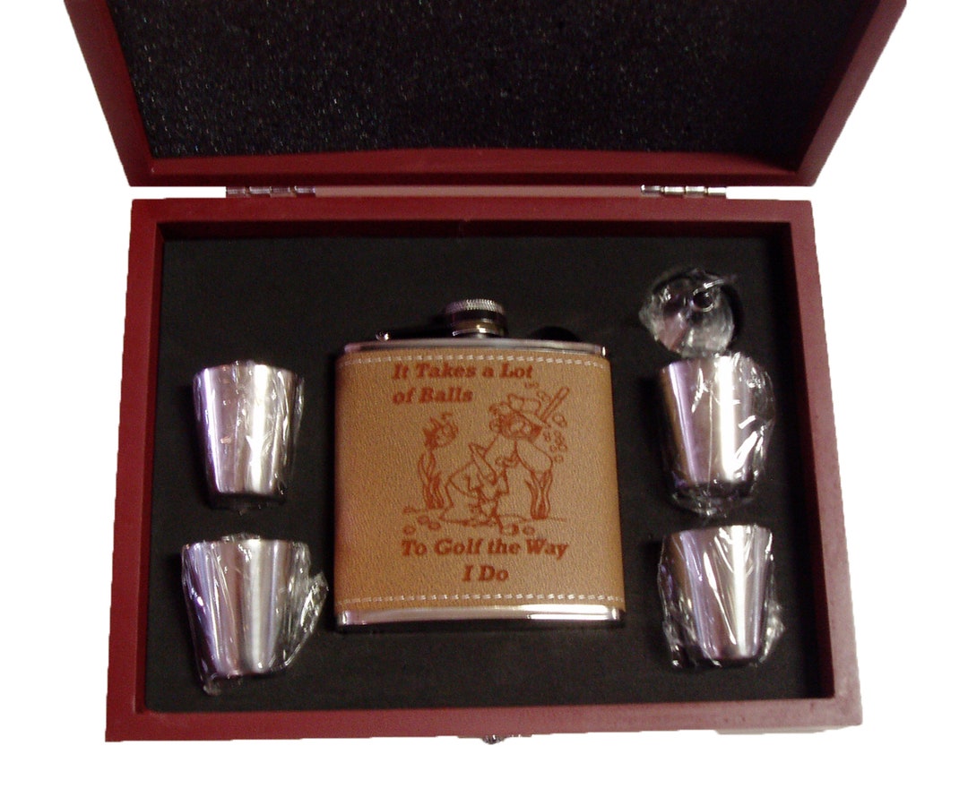 Leather 6 Oz Stainless Steel Golf Flask Engraved With it - Etsy