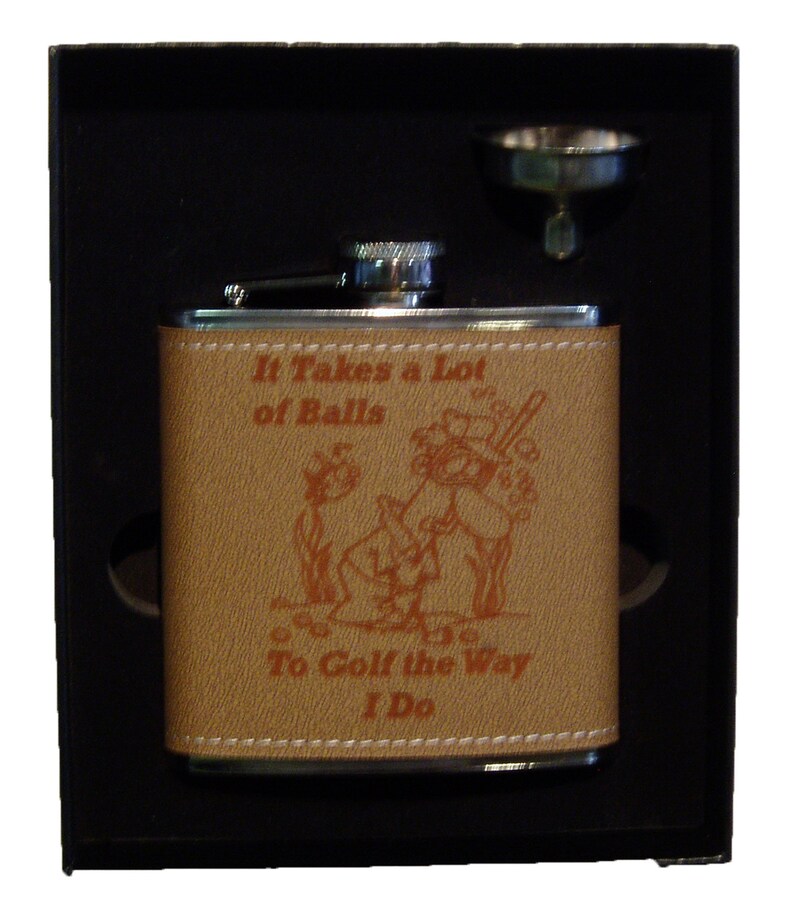 Leather 6 Oz Stainless Steel Golf Flask Engraved With it - Etsy