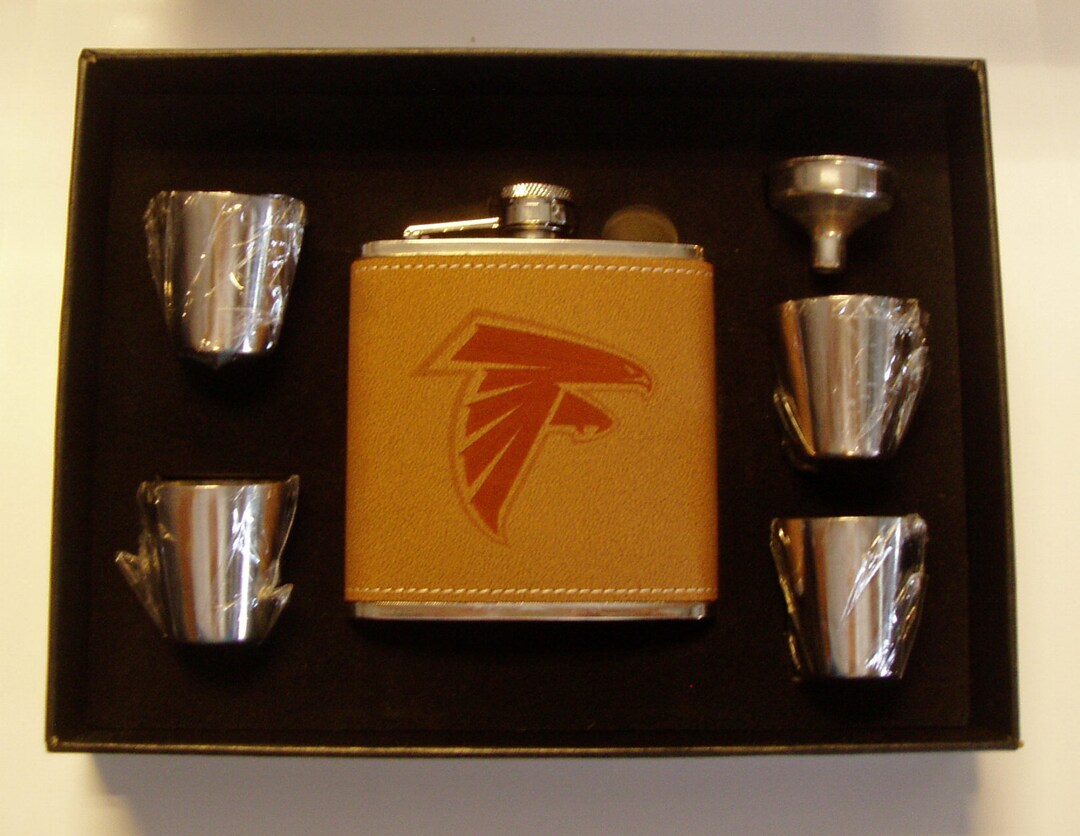 Atlanta Falcons Engraved Leather 6 Oz Stainless Steel Flask - Etsy