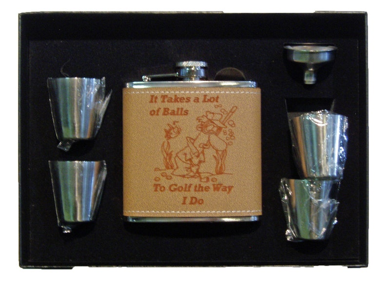 Leather 6 Oz Stainless Steel Golf Flask Engraved With it - Etsy