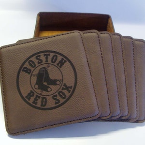 Boston Red Sox Set of 6 Laser Engraved Leatherette Coasters in - Etsy