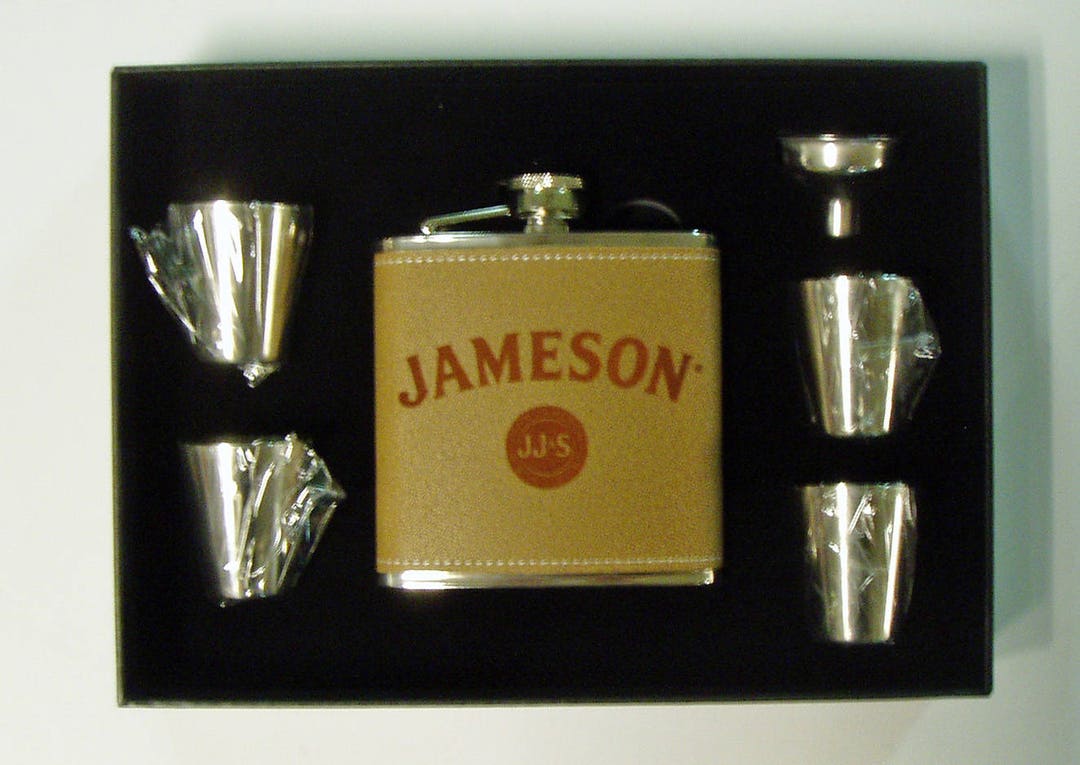 Jameson Whiskey Engraved 6 Oz Leather Covered Stainless Steel - Etsy