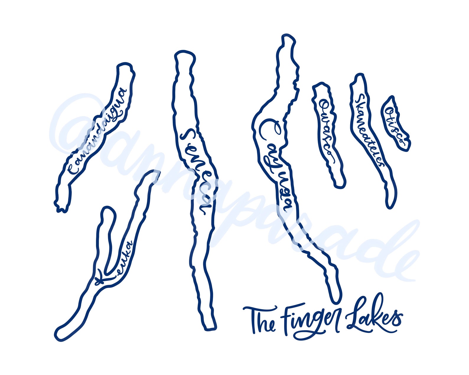 DIGITAL Print! Finger Lakes Hand-lettered Print | Upstate New York - Etsy