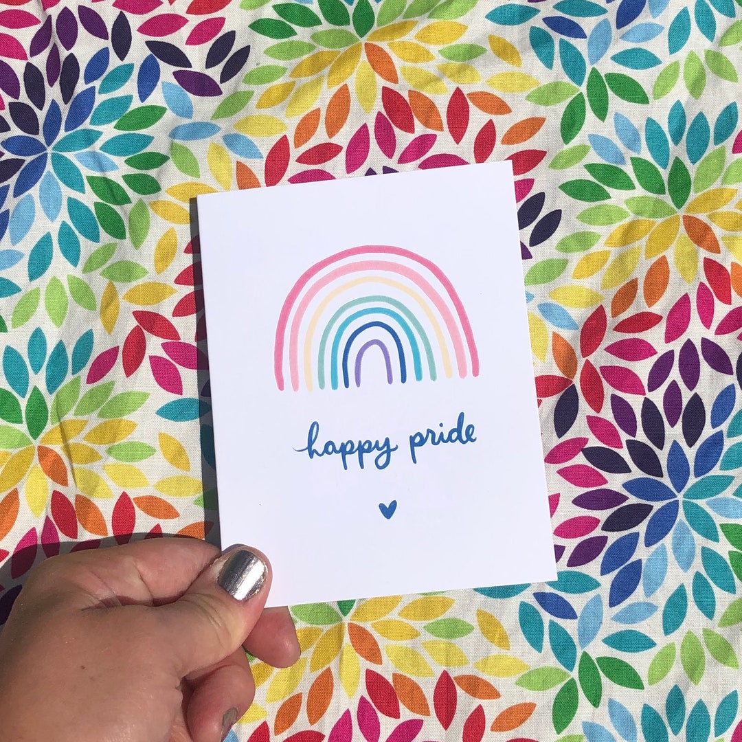 Card! "happy Pride" | Hand Lettered LGBTQ Pride Greeting Card | Rainbow ...