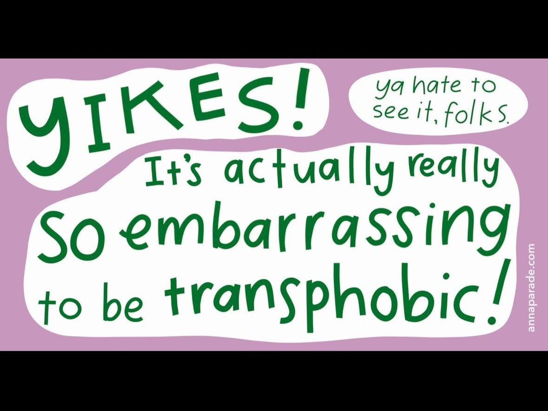 Bumper Sticker! Yikes! It's Actually so Embarrassing to Be Transphobic ...