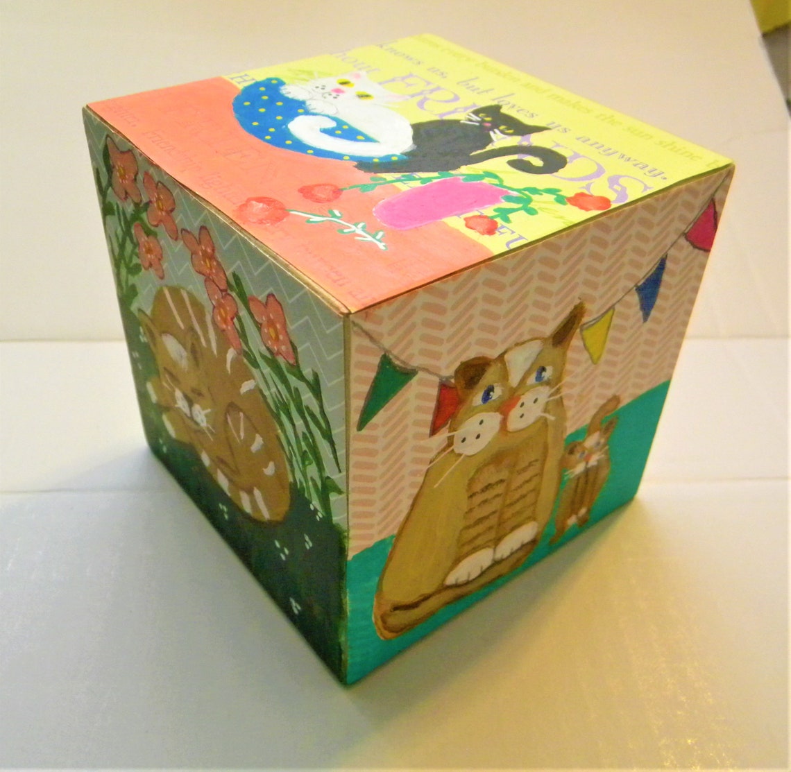 Cat Art Five Original Paintings in One Cube-style. - Etsy