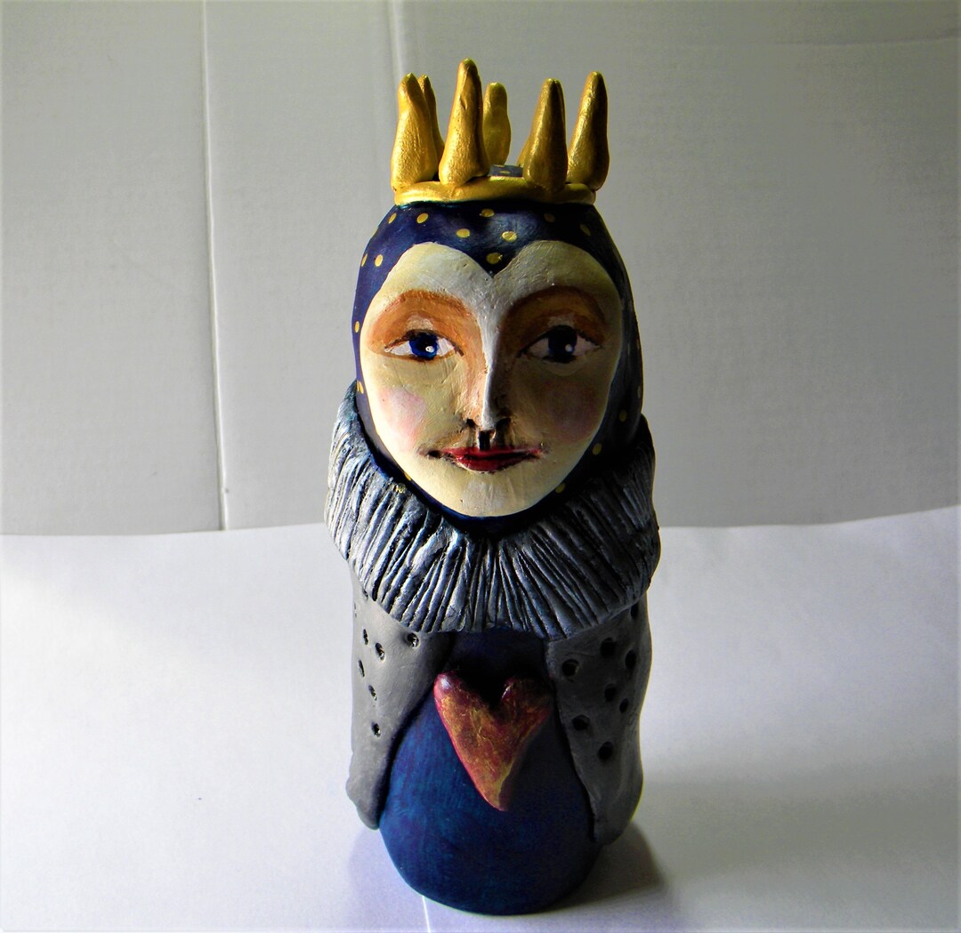Owl Woman Clay Sculpture, Clay Art Queen - Etsy