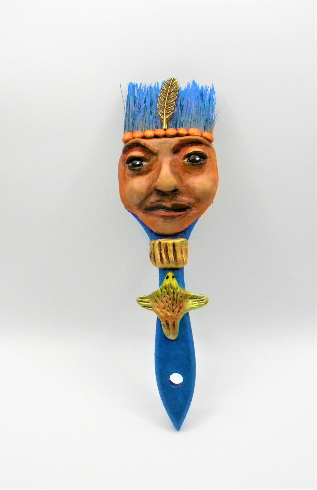 Altered Upcycled Paintbrush Art With Sculpted Face Guardian Spirit - Etsy