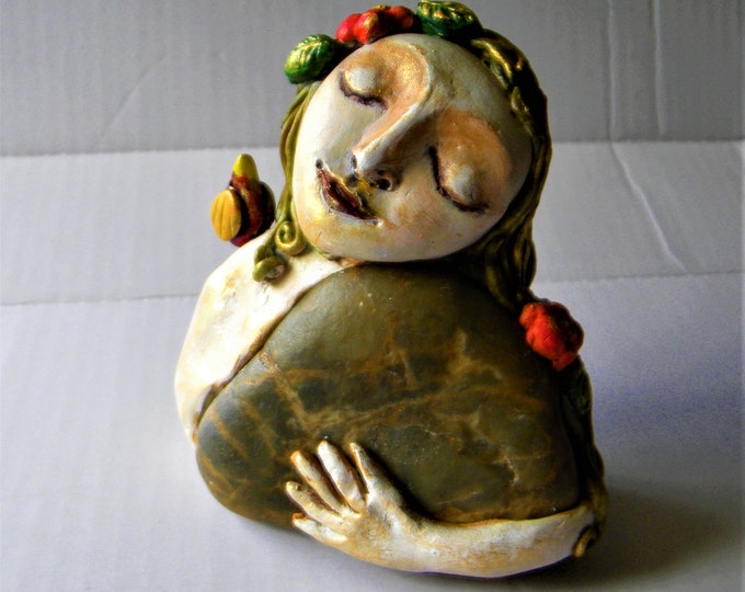 Clay Goddess on a River Rock, Rock Spirit - Etsy