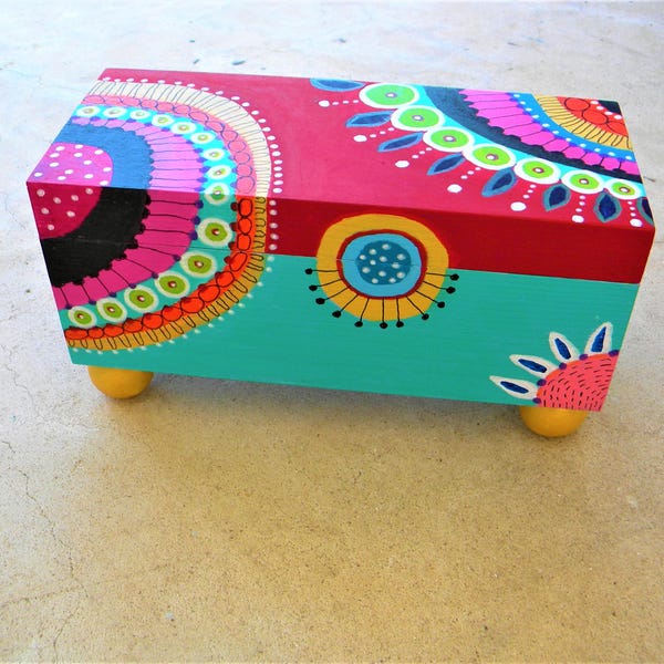 Painted Wooden Box - Etsy