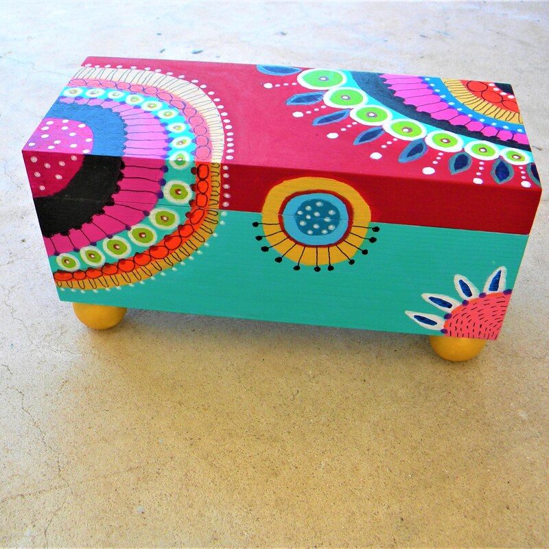 Painted Wooden Box - Etsy