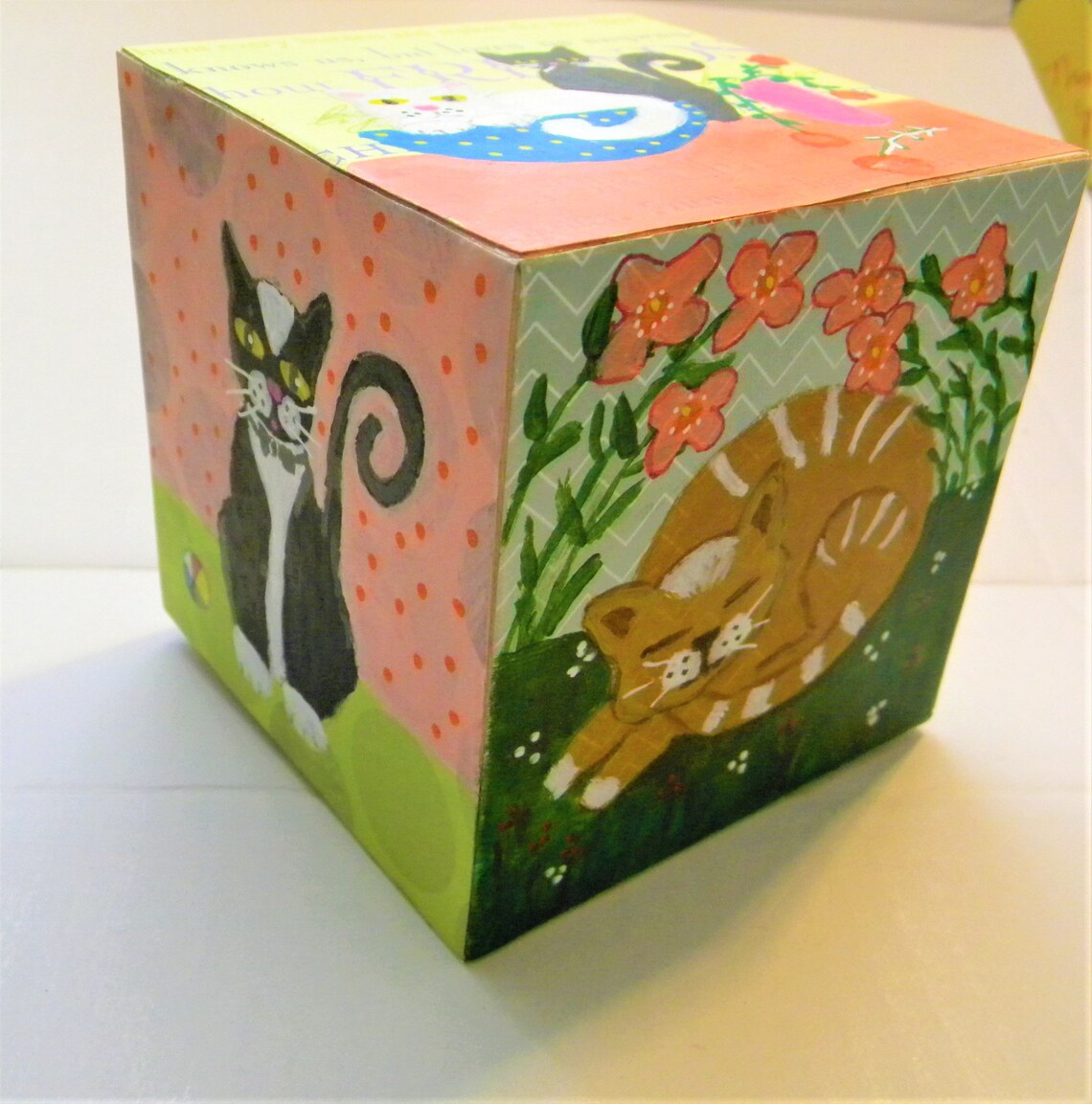 Cat Art Five Original Paintings in One Cube-style. - Etsy