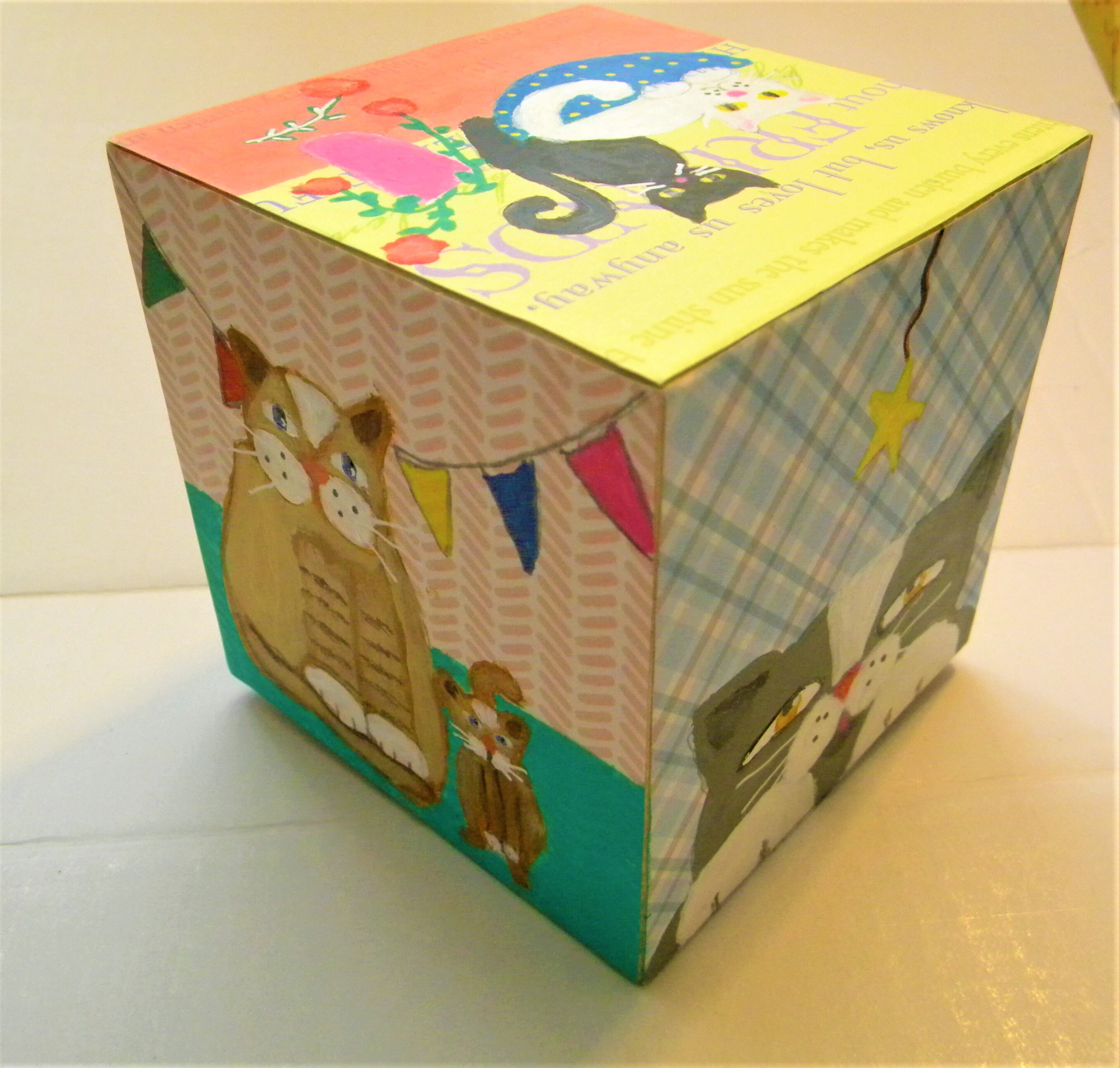 Cat Art Five Original Paintings in One Cube-style. | Etsy