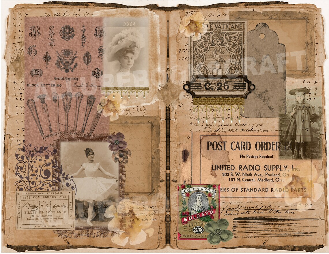 Vintage Grunge Ephemera Society 4 Sheet Paper Pack Vintage - Etsy