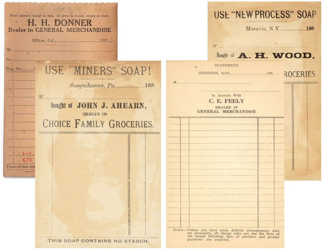 Blank Vintage Receipt, Ledger, Vintage Font, Junk Journal Embellishment ...