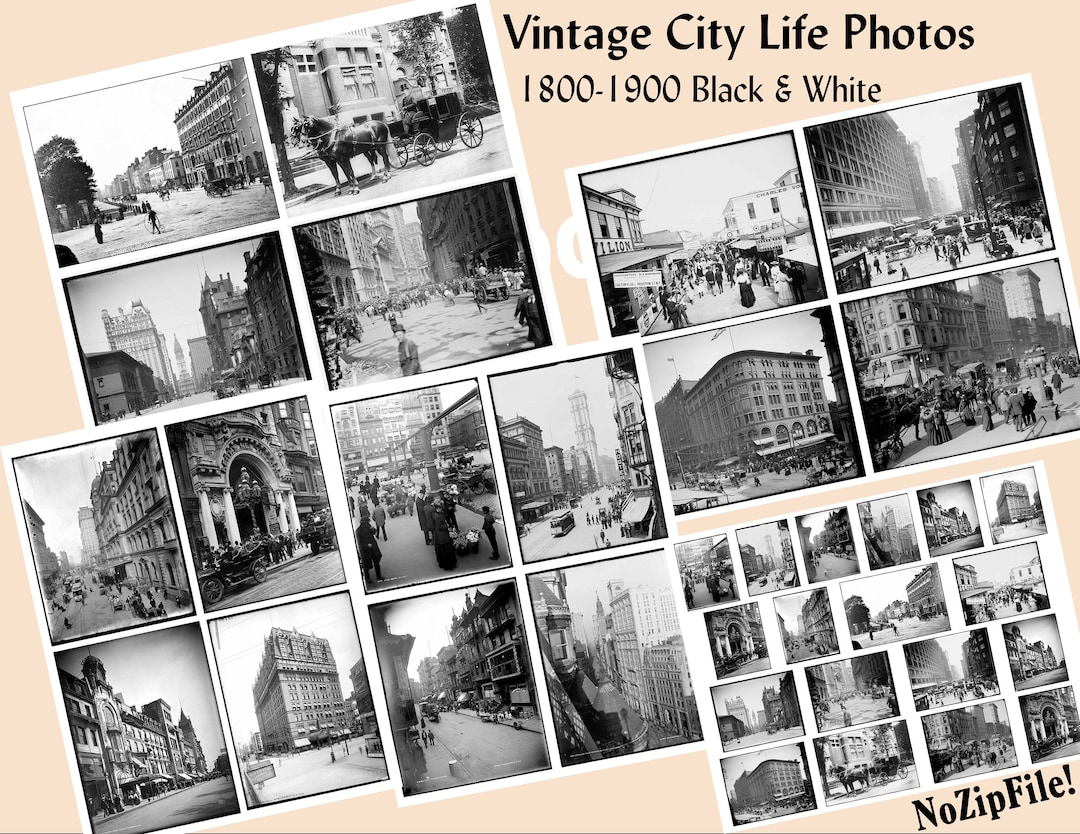 Vintage City Life Photographs 1800 1900, 5 Sheets-16 Photos, Antique ...