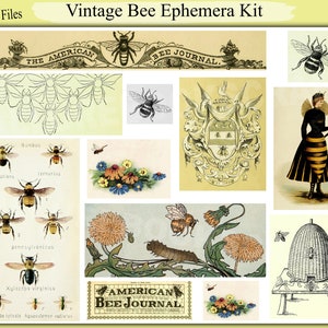 50+ Vintage Bee Ephemera Junk Journal Kit, Vintage Insect Botany Honey ...