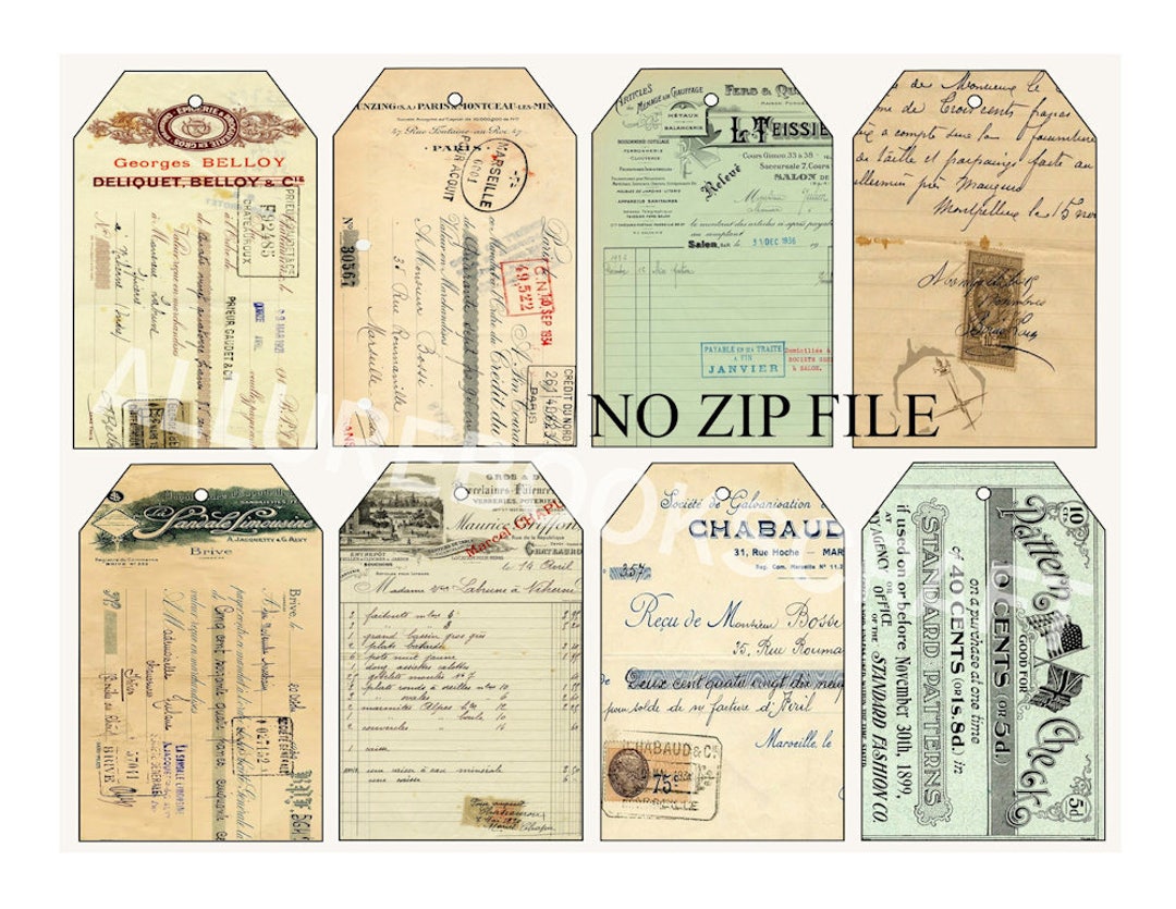 Vintage Script Tags: Printable Ephemera for Junk Journals (digital ...
