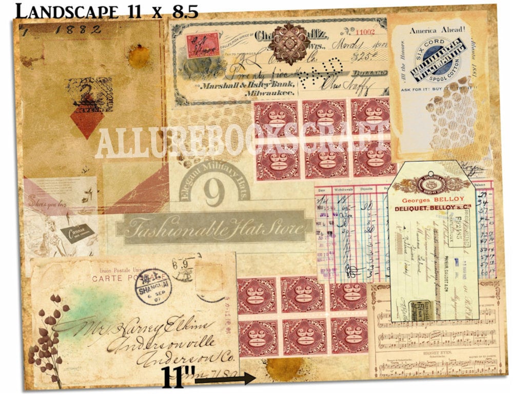 Vintage Ephemera Society Paper Pack 1 Vintage Collage Digital - Etsy Canada
