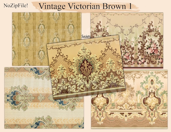 5 Victorian Brown Wallpaper 1 Junk Journal Paper Backgrounds | Etsy
