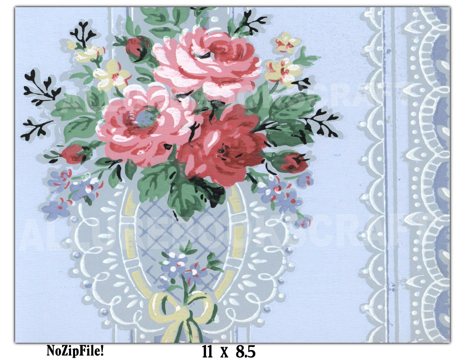 Vintage Blue Wallpapers Full Page Junk Journal Papers | Etsy