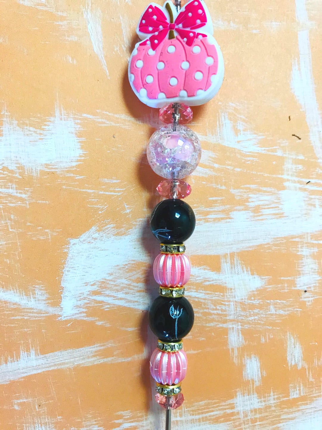 Handmade Cute Pink Pumpkin Pokey Tool, Halloween October Polka Dots ...