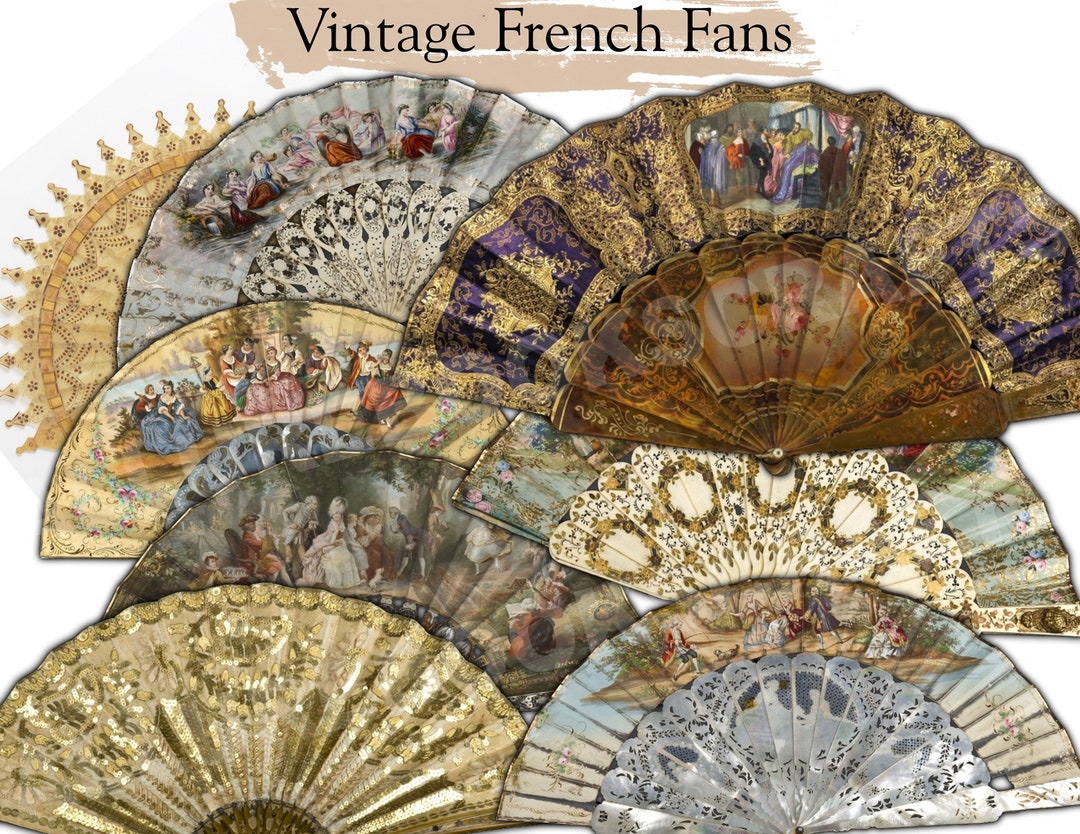 Vintage French Fan Ephemera: 1800s Ornate Designs (digital Printable ...