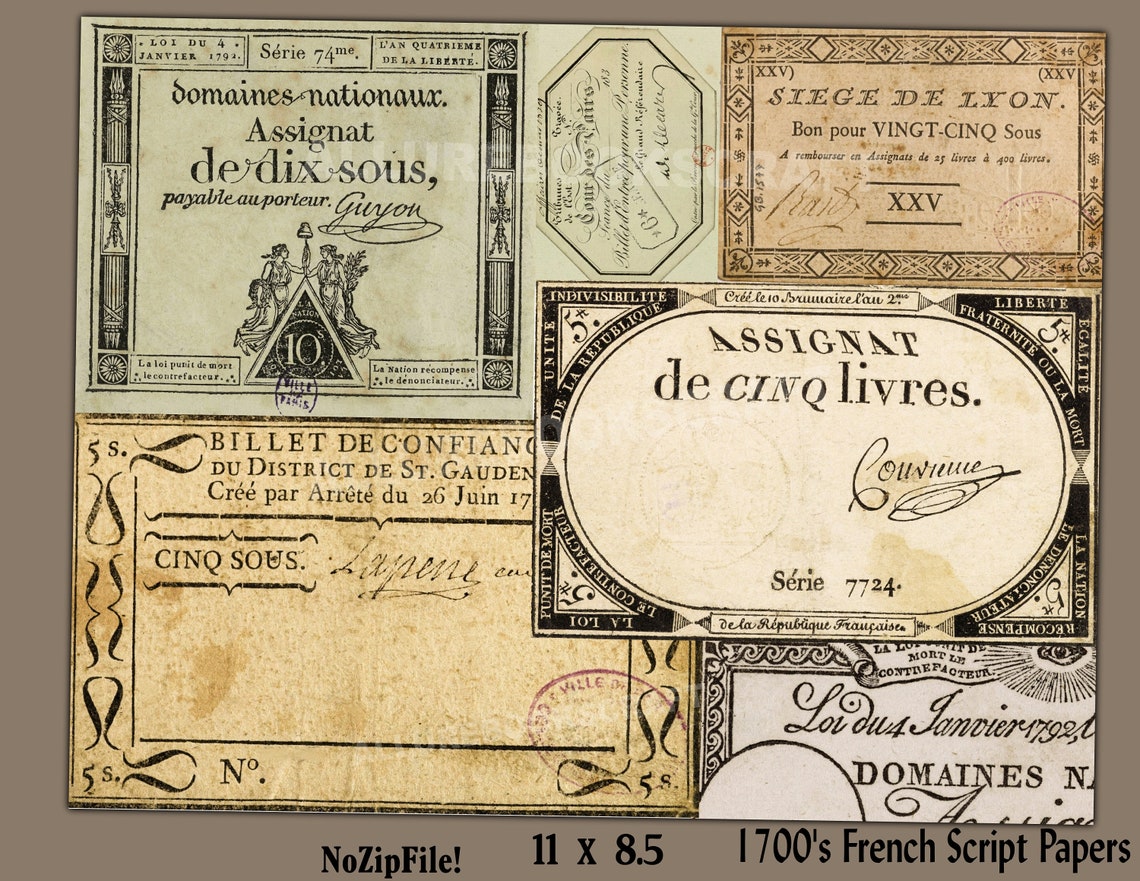 1700 French Script Journal Paper 5 Junk Journal Pages - Etsy