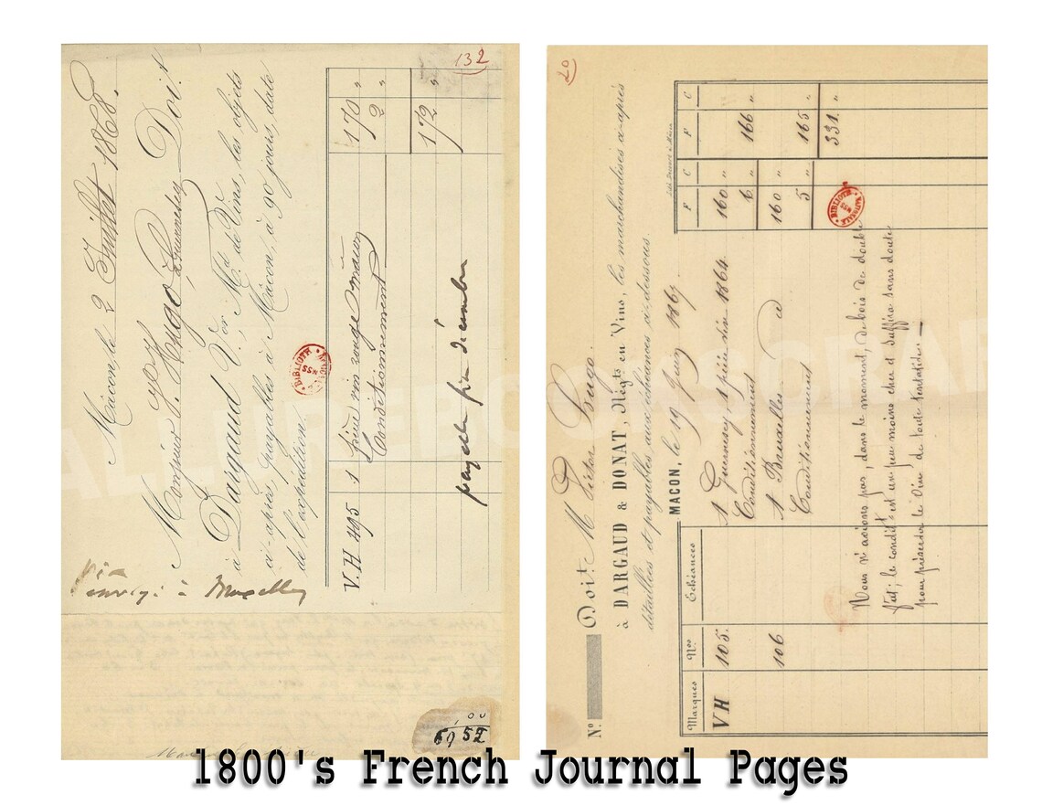 Vintage French Journal Pages: 1800's Ephemera (digital Download) - Etsy