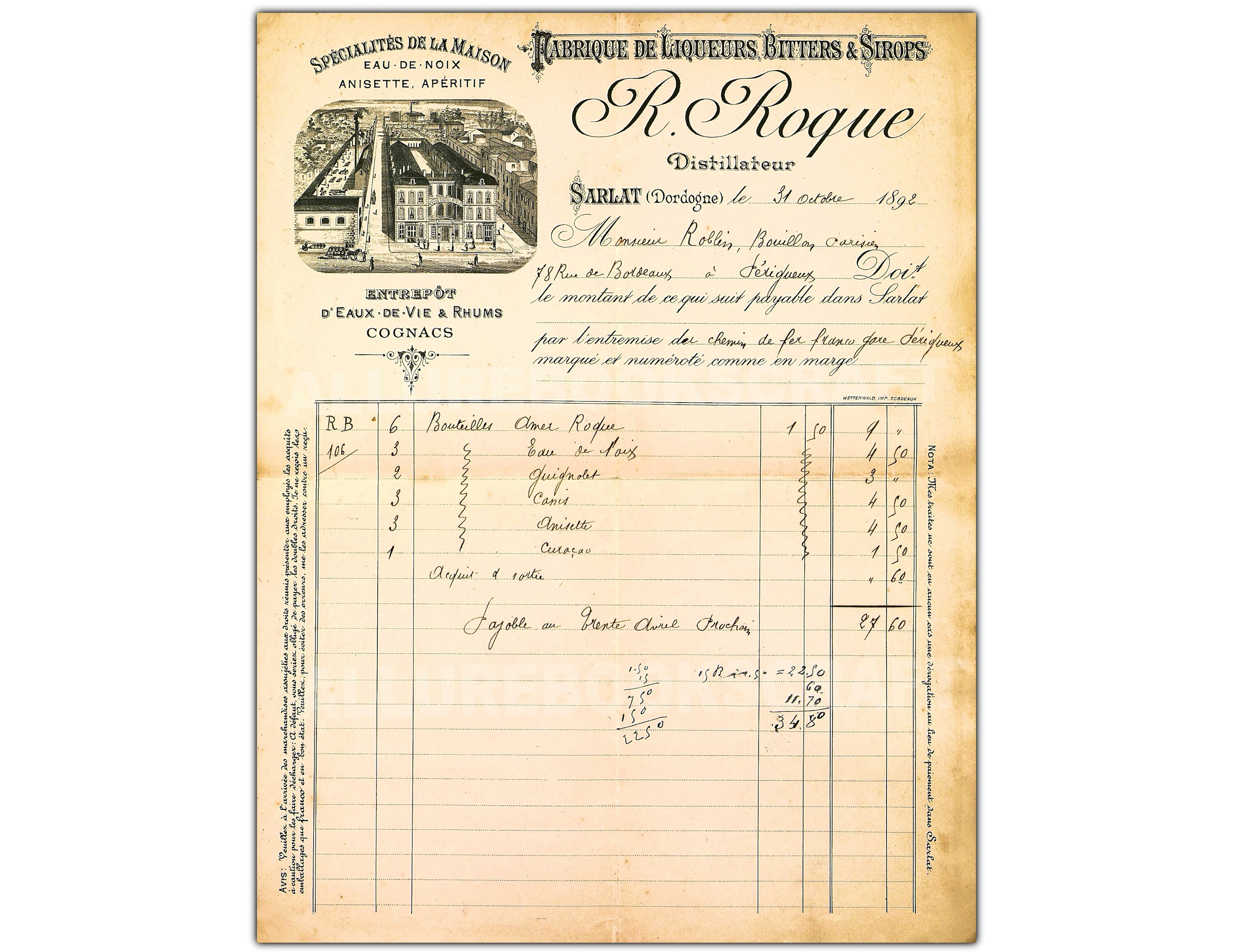 Vintage French Ephemera: 1800's Receipts, Letterhead (printable Retro ...
