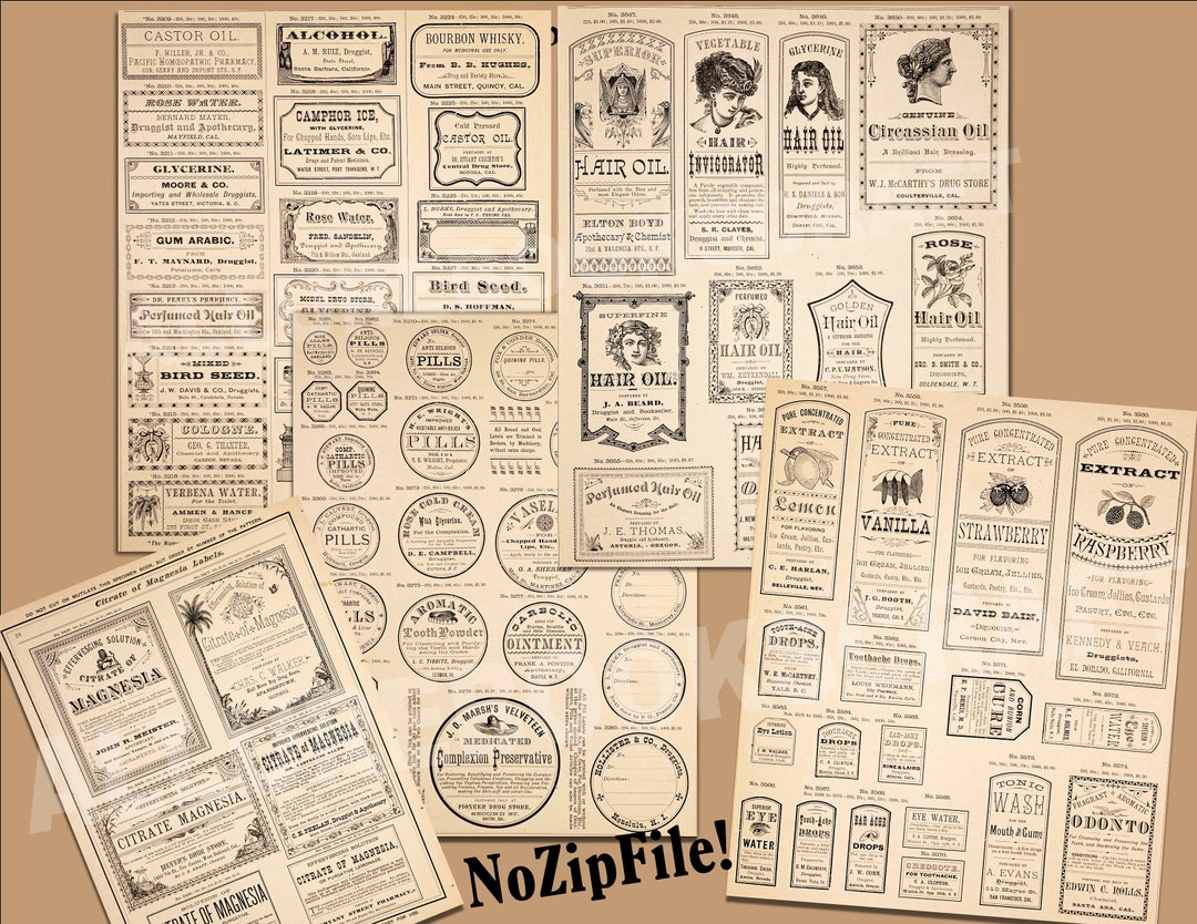Vintage Apothecary Labels: 1800s Ephemera Advertisements (digital ...