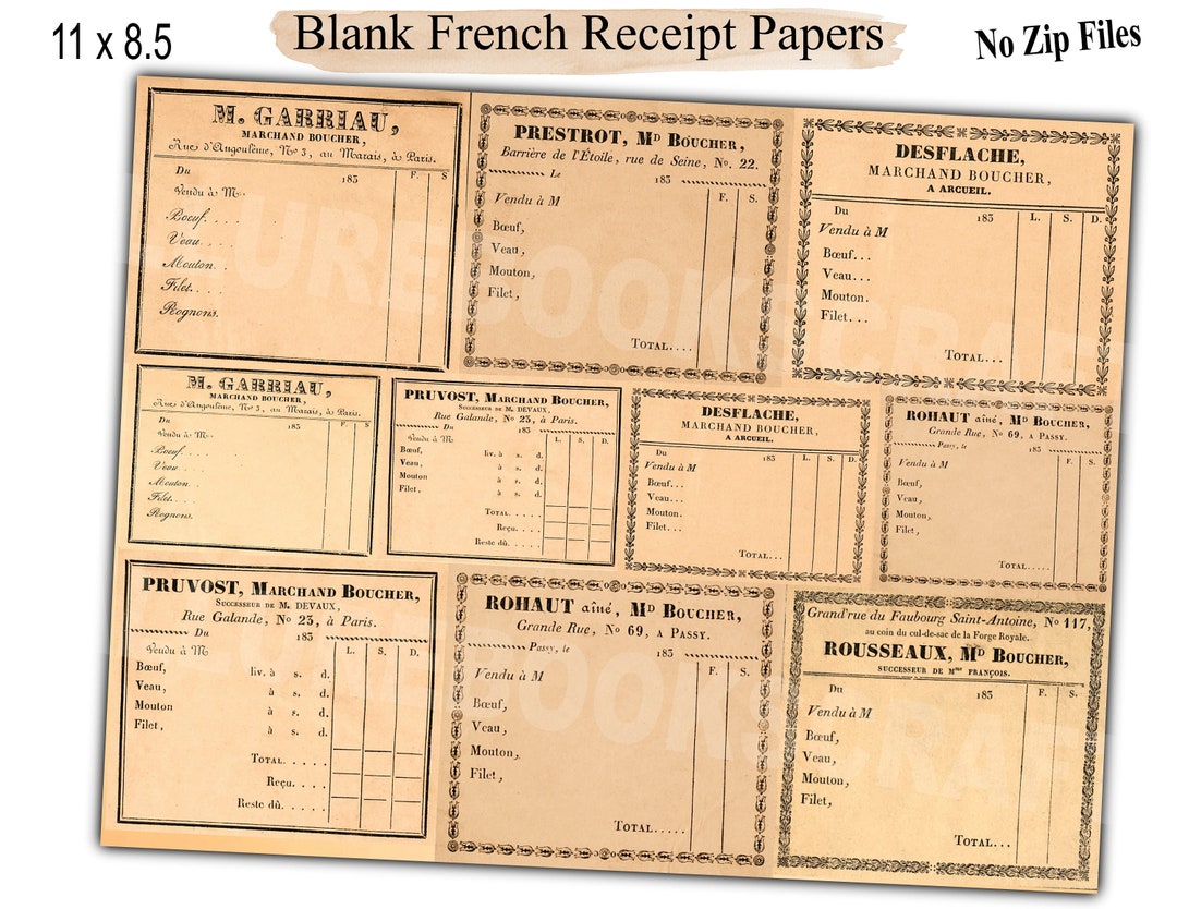 Vintage French Receipts Blank French Ephemera France - Etsy