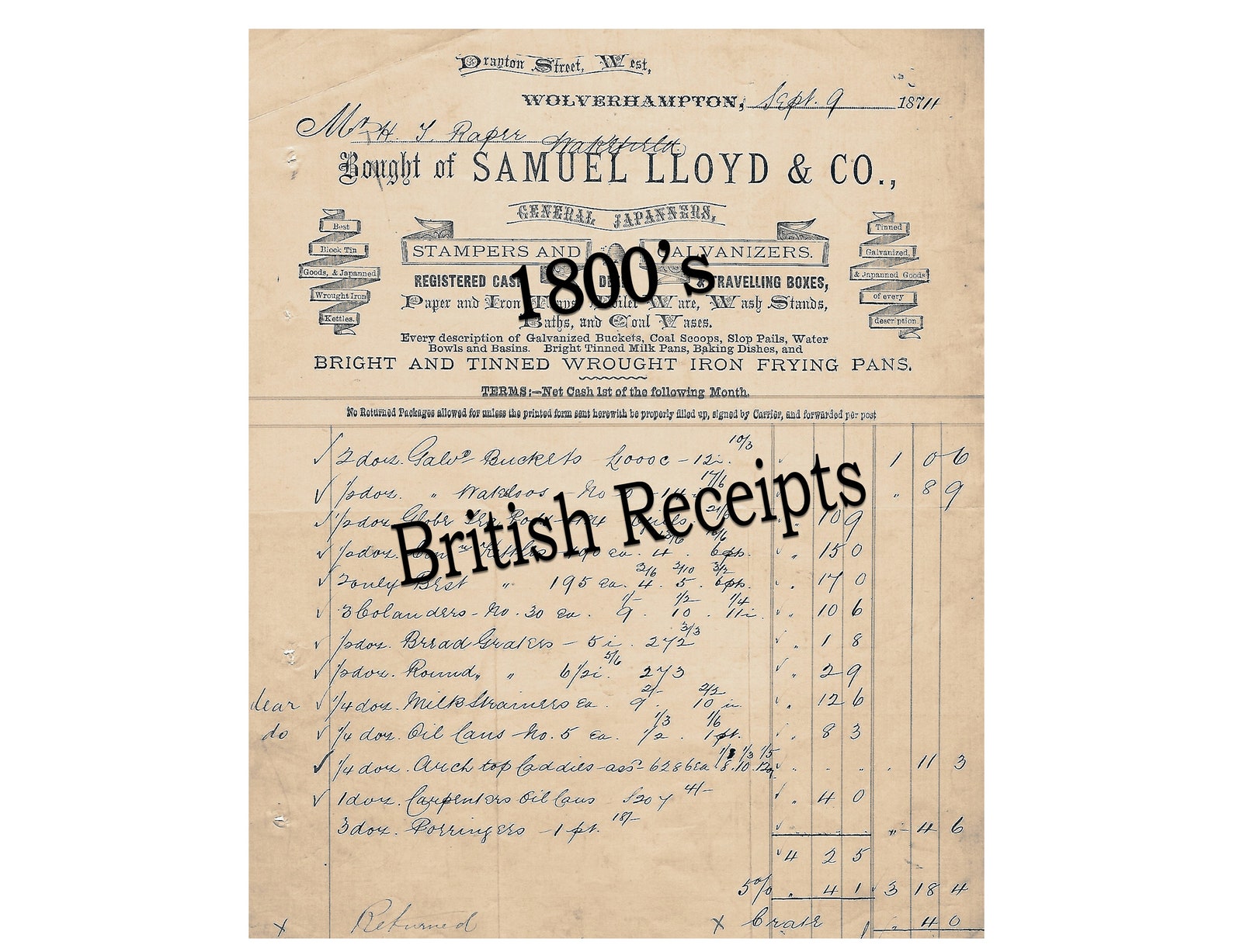 Buy 1800s Vintage British Receipts Letterhead Vintage Font Online in ...