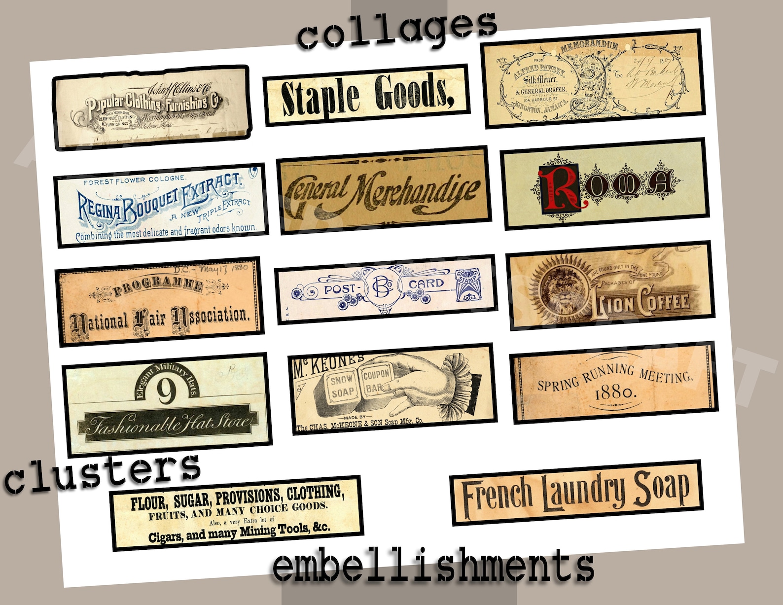 1800s Digital Ephemera Labels Vintage Letterhead Vintage - Etsy