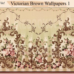 5 Victorian Brown Wallpaper 1, Junk Journal Paper Backgrounds, Vintage ...