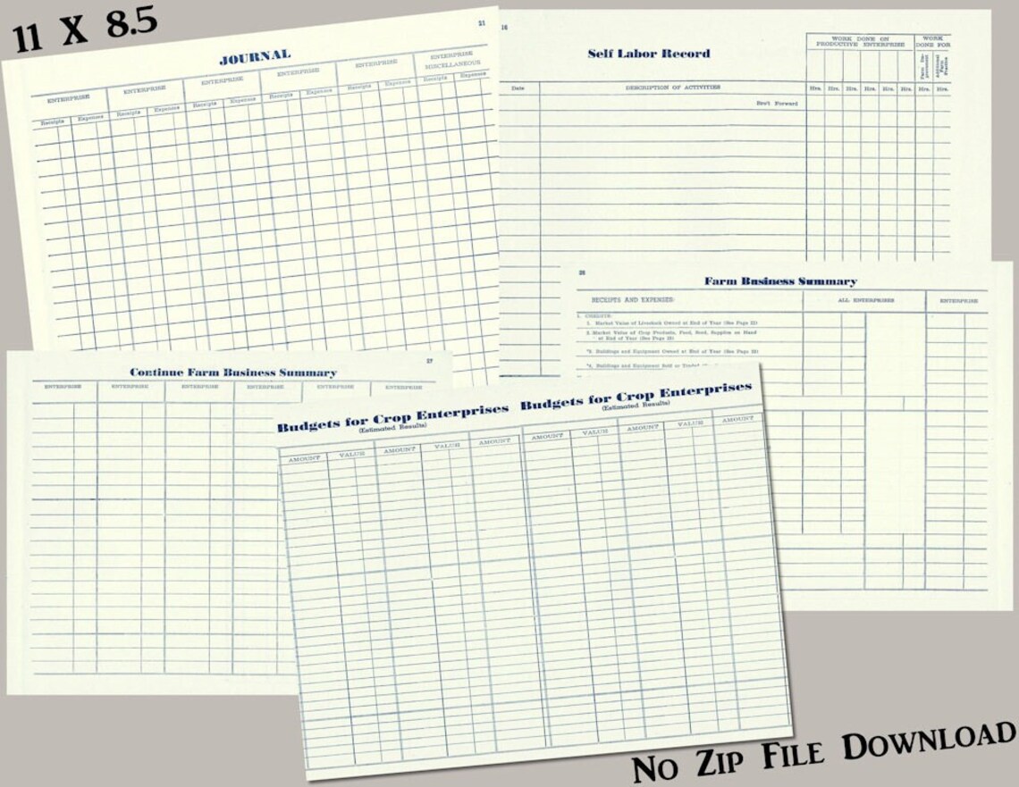 Vintage Farm Ledger Pages: Printable Blank Inventory Paper (digital ...