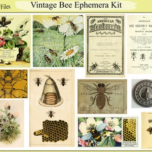 50+ Vintage Bee Ephemera Junk Journal Kit, Vintage Insect Botany Honey ...