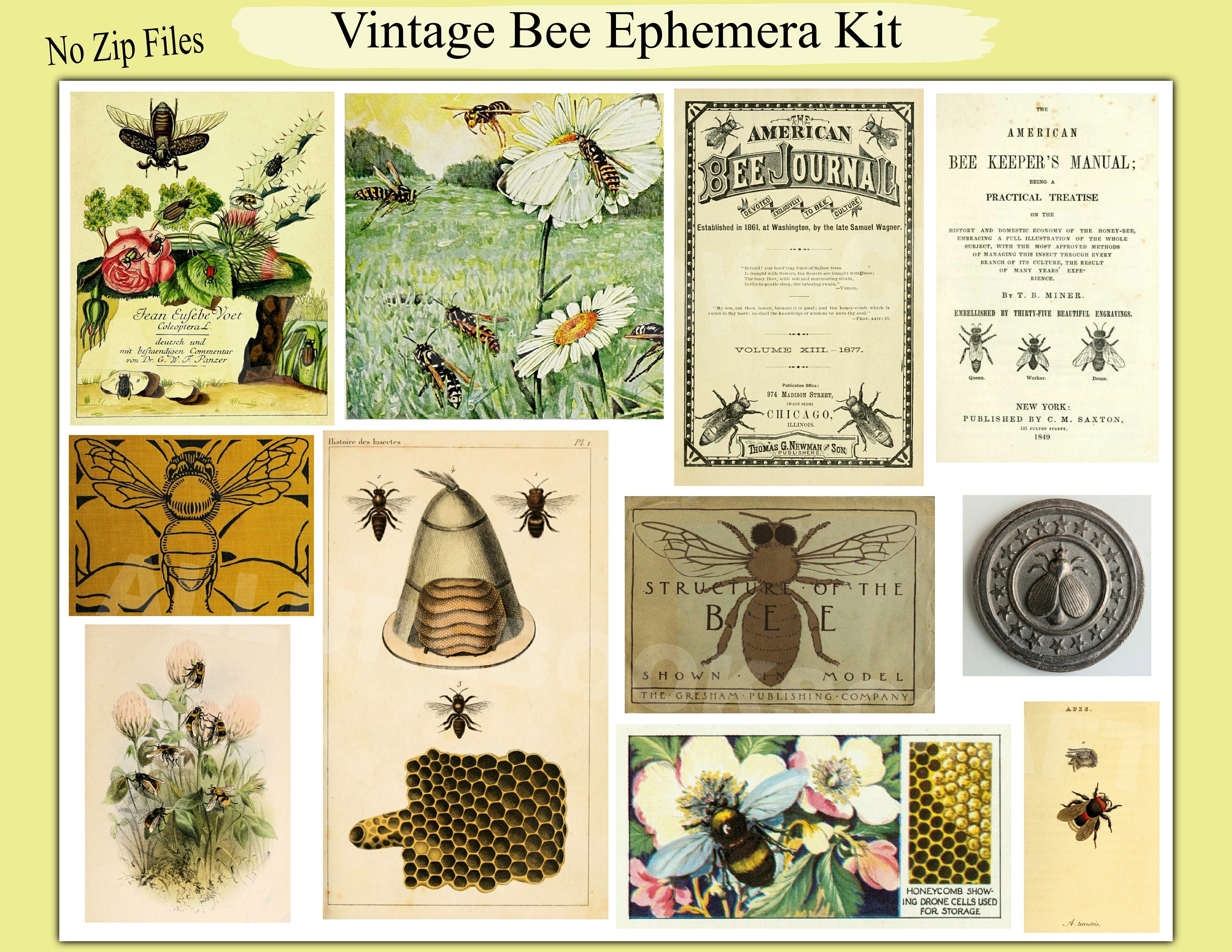 50 Vintage Bee Ephemera Junk Journal Kit Vintage Insect - Etsy