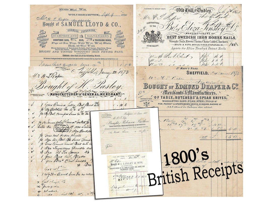 1800's British Receipts: Vintage Ephemera for Junk Journals (printable ...